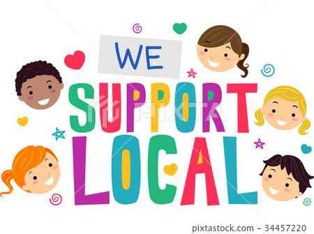 Stickman Kids Support Local - Stock Illustration [34457220] - PIXTA
