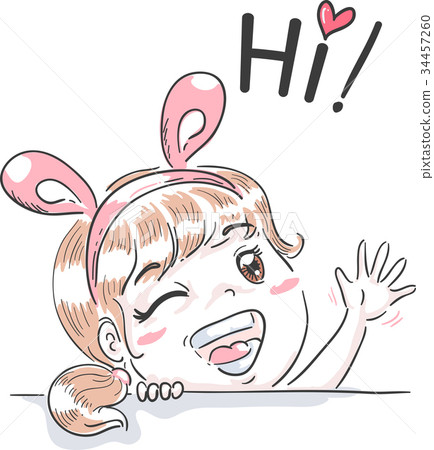 Cute Kid Girl Waving Hi - Stock Illustration [34457260] - PIXTA