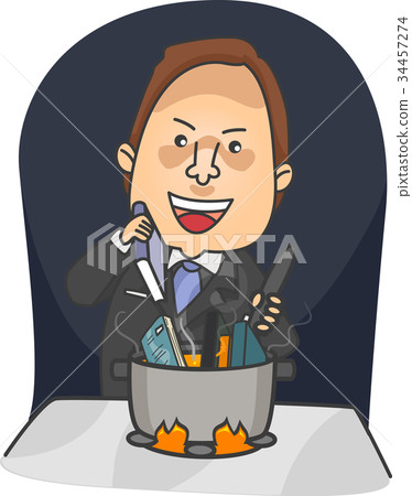 Man Idiom Businessman Cook The Book Illustration - Stock Illustration ...