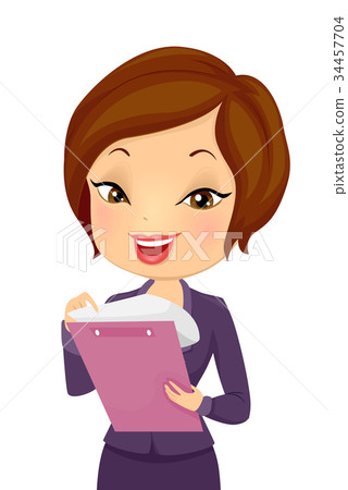 Girl Business Checking Records Illustration - Stock Illustration ...