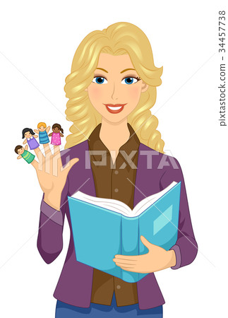 Girl Teacher Storybook Finger Puppets Illustration - Stock Illustration ...