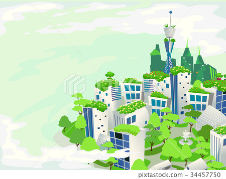 Eco Green Urban City Illustration - Stock Illustration [34457750] - PIXTA