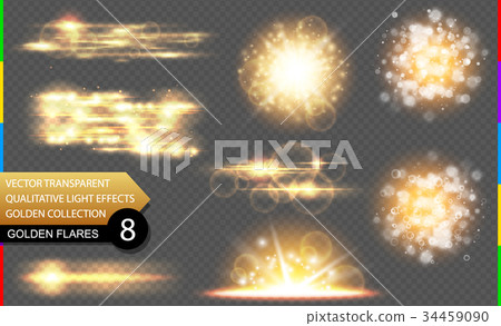Abstract vector golden light effect set isolated - Stock Illustration ...