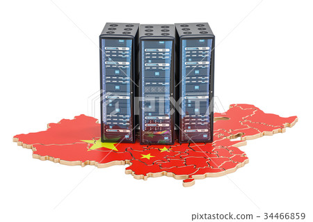 Data Center servers rack in China concept - Stock Illustration ...