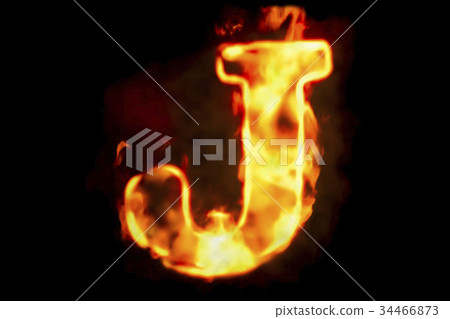 Fire letter J of burning flame light, 3D rendering - Stock Illustration ...