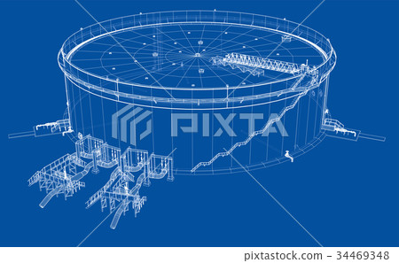 Oil storage tank. Vector - Stock Illustration [34469348] - PIXTA
