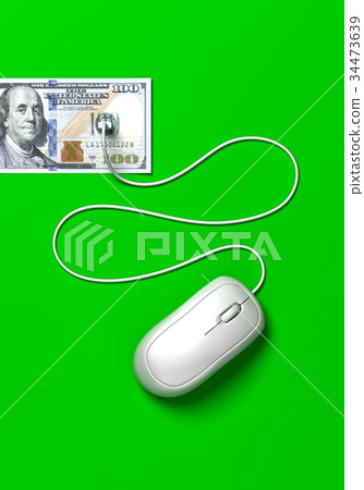 Mouse connected to dollar bill - Stock Illustration [34473639] - PIXTA