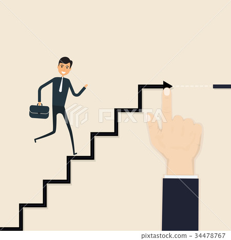 Hand drawing a ladder for young businessman. - Stock Illustration ...