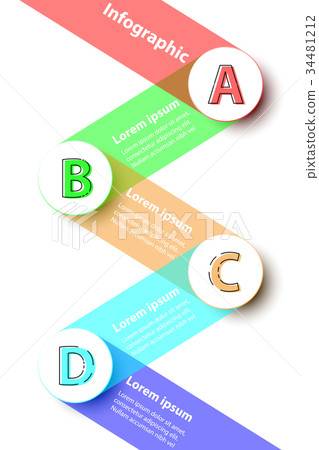 Four topics Colorful 3d paper circles with stripes - Stock Illustration ...