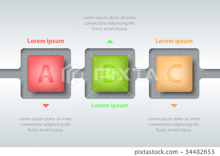 Three topics of colorful 3d square in timeline - Stock Illustration ...