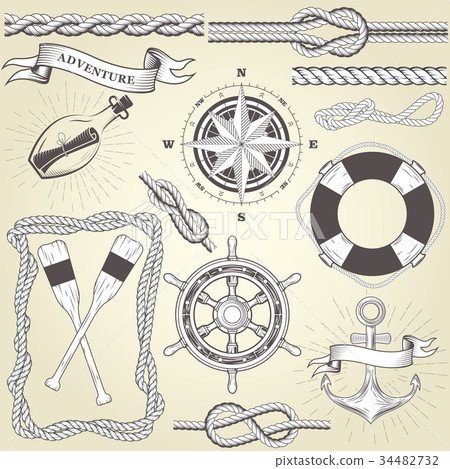 Vintage seafaring elements - Stock Illustration [34482732] - PIXTA
