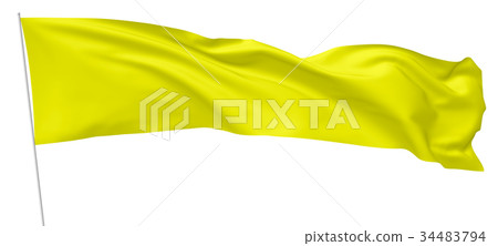Long yellow flag on flagpole flying in wind. - Stock Illustration ...