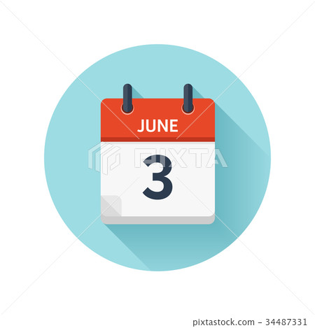 June 3. Vector flat daily calendar icon. Date and - Stock Illustration ...