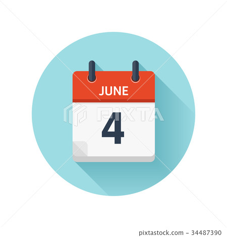 June 4. Vector flat daily calendar icon. Date and - Stock Illustration ...