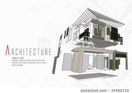 An exploded view of a building - Stock Illustration [34488150] - PIXTA