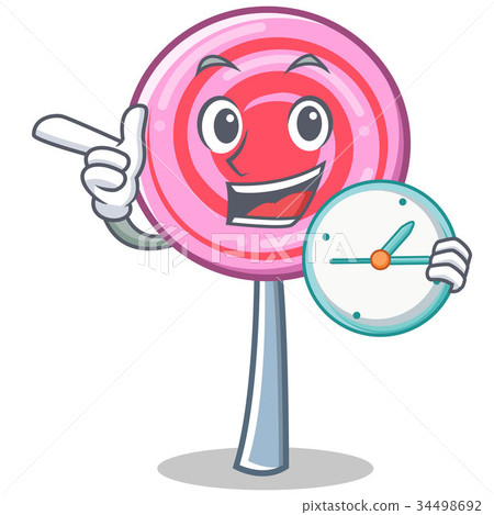 With clock cute lollipop character cartoon - Stock Illustration ...