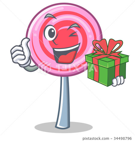 With gift cute lollipop character cartoon - Stock Illustration ...