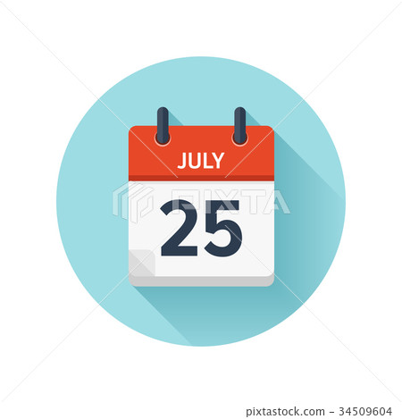 July 25. Vector flat daily calendar icon. Date and - Stock Illustration ...