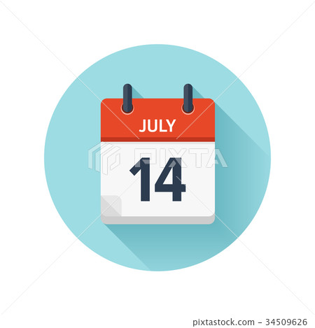 July 14. Vector flat daily calendar icon. Date and - Stock Illustration ...