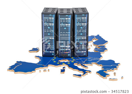 Data Center server racks in European Union - Stock Illustration ...