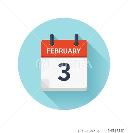 February 3. Vector flat daily calendar icon. Date - Stock Illustration ...