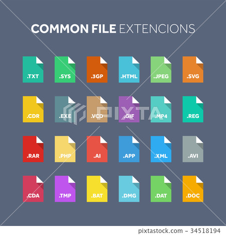 Flat style icon set. Source code, programming file - Stock Illustration [34518194] - PIXTA