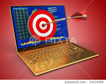 3d illustration of computer with target - Stock Illustration [34526988 ...