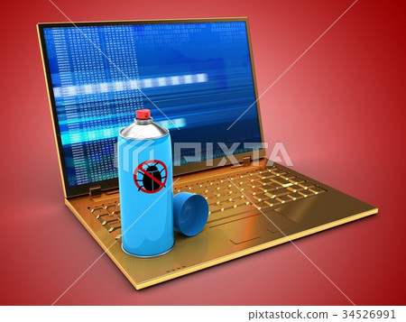 3d illustration of computer with digital screen - Stock Illustration ...