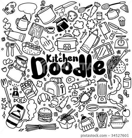 Kitchen Cook Doodle Icons Hand Made - Stock Illustration [34527601] - PIXTA