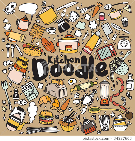 Kitchen Cook Doodle Icons Hand Made - Stock Illustration [34527603] - PIXTA