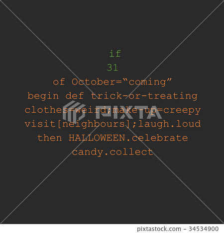 Halloween pumpkin made of programming code-插圖素材 [34534900] - PIXTA圖庫