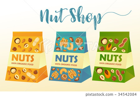 Paper packs with nuts or product packages - Stock Illustration ...