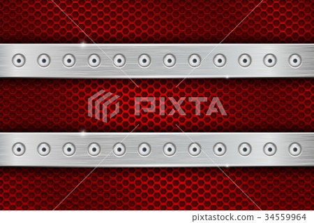 Red perforated background with brushed iron - Stock Illustration ...