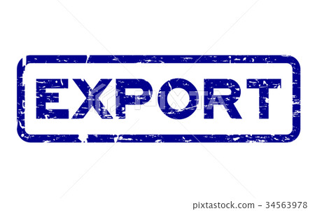 Grunge blue export square rubber seal stamp - Stock Illustration ...