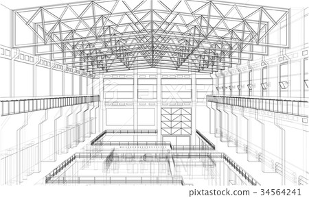 Warehouse sketch. Vector - Stock Illustration [34564241] - PIXTA