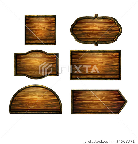 Wooden signs, vector icon set - Stock Illustration [34568371] - PIXTA