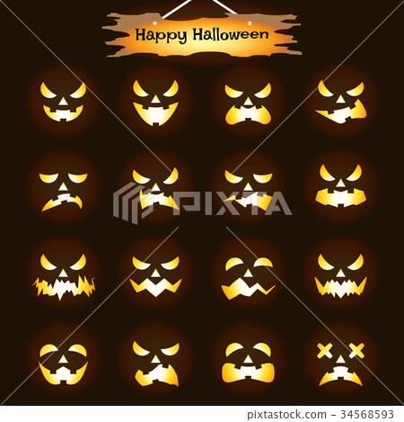 Happy Halloween - Jack O'Lantern Expressions - Stock Illustration ...