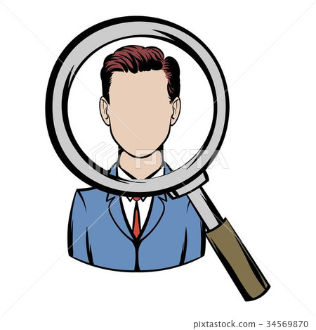 Magnifying glass focused on a person icon cartoon-插圖素材 [34569870] - PIXTA圖庫