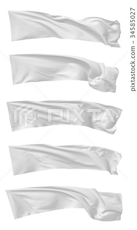 Long white flag flying in wind set - Stock Illustration [34585027] - PIXTA
