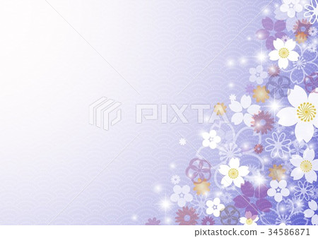 Japanese pattern purple flower pattern - Stock Illustration [34586871 ...