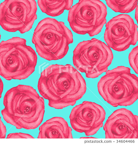 Watercolor seamless pattern with red roses - Stock Illustration ...