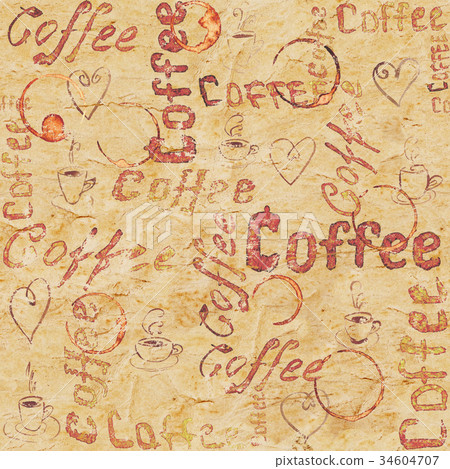 Vintage beige seamless coffee pattern - Stock Illustration [34604707 ...