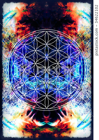 Flower of life on abstract color background-插圖素材 [34622102] - PIXTA圖庫