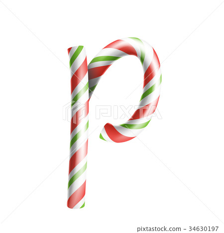 Letter P Vector. 3D Realistic Candy Cane Alphabet - Stock Illustration ...