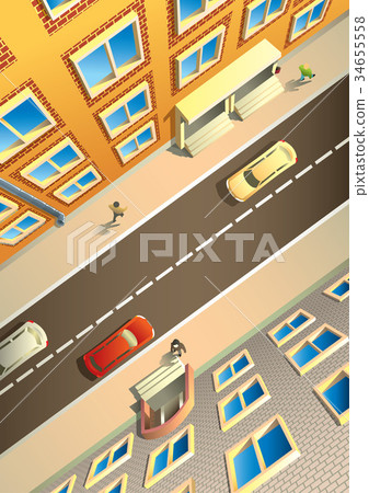 Street in a city, view from above, vector - Stock Illustration ...