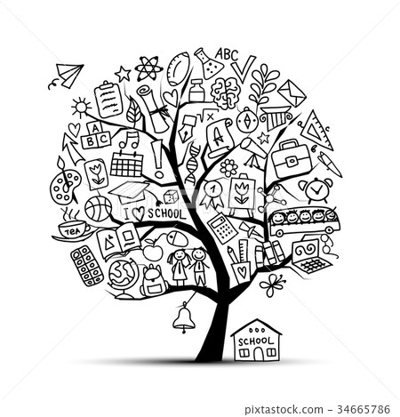 Back to school, art tree for your design - Stock Illustration [34665786 ...