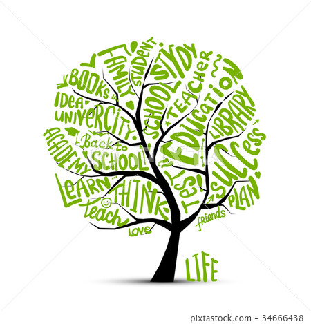 Back to school, art tree for your design - Stock Illustration [34666438 ...