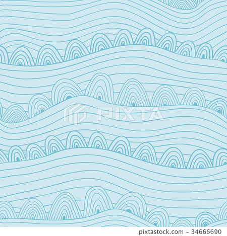 Blue vector seamless abstract hand-drawn pattern - Stock Illustration ...