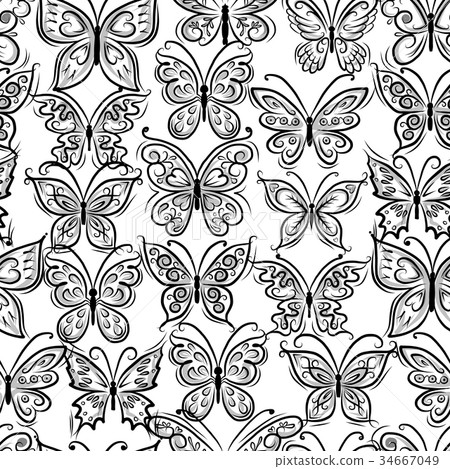 Butterflies ornate, seamless pattern for your - Stock Illustration ...