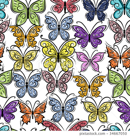 Butterflies ornate, seamless pattern for your - Stock Illustration ...